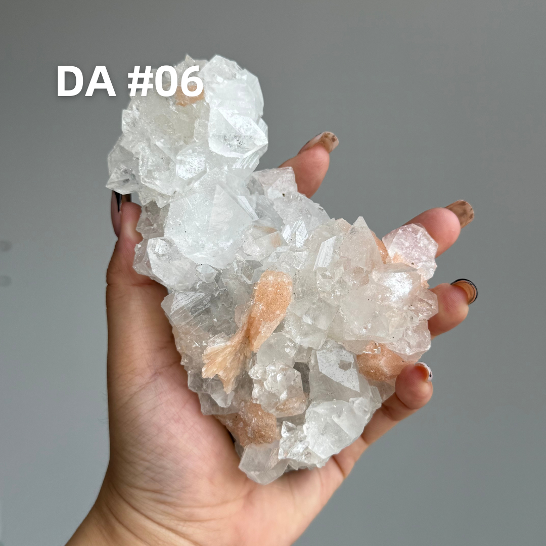 Unique, Diamond Apophyllite w/ Pink Zeolite Var.Stilbite – KiKi Crystal