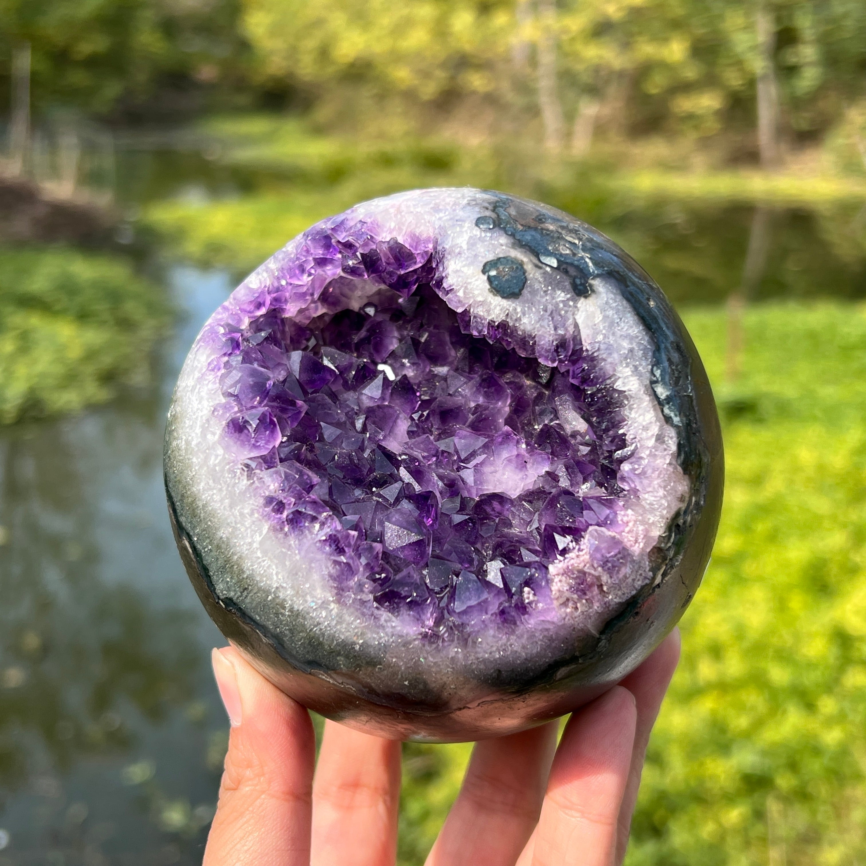 Unique, Amethyst Geode Sphere And Agate Geode Sphere – KiKi Crystal