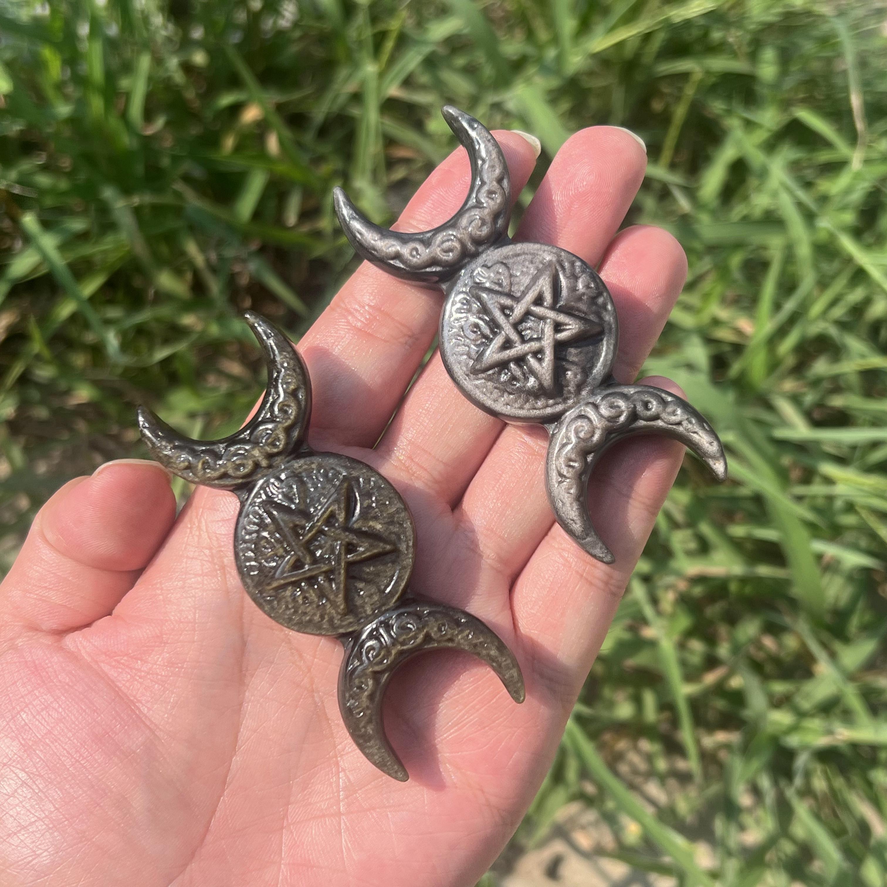 Golden/Silver Obsidian Sun And Moon – KiKi Crystal