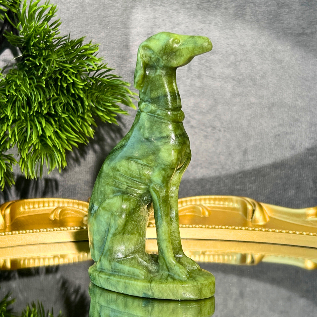Serpentine Hound Carving – KiKi Crystal