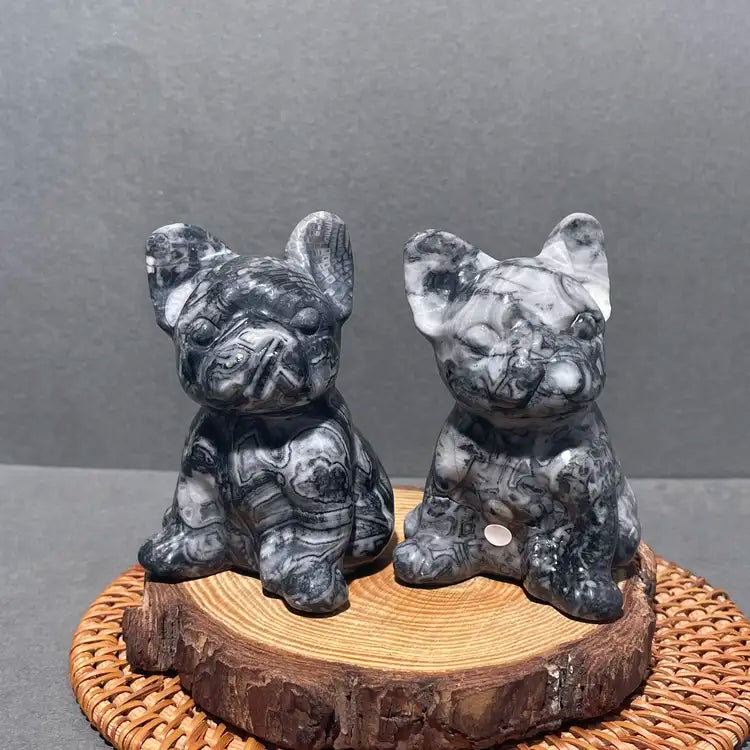 Ammonite Fossil Bulldog Carving – KiKi Crystal